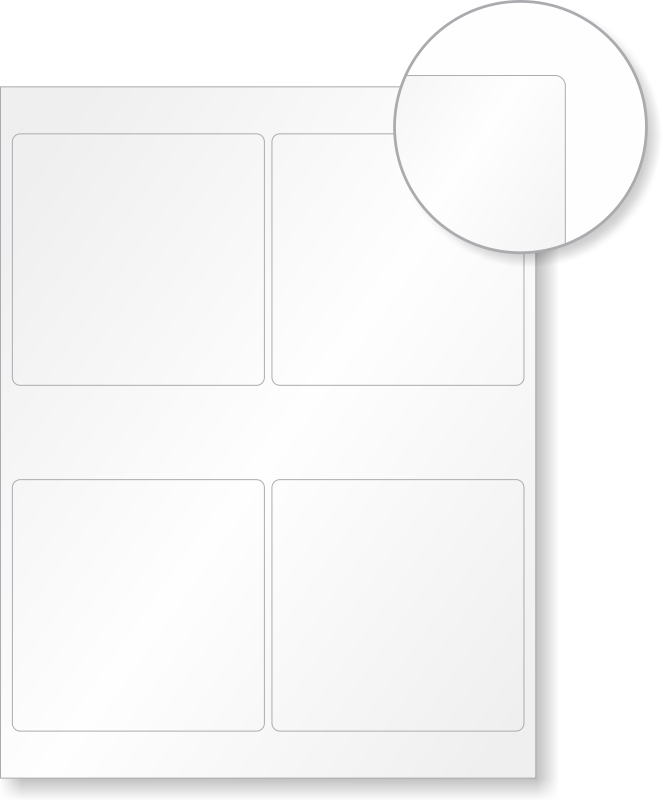 Laser Printer Printable Blank Stationery 4 Labels Sheet SKU LZR VL 4x4