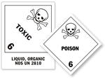 Class 6 Poison Hazmat and Poison Commodity DOT Labels