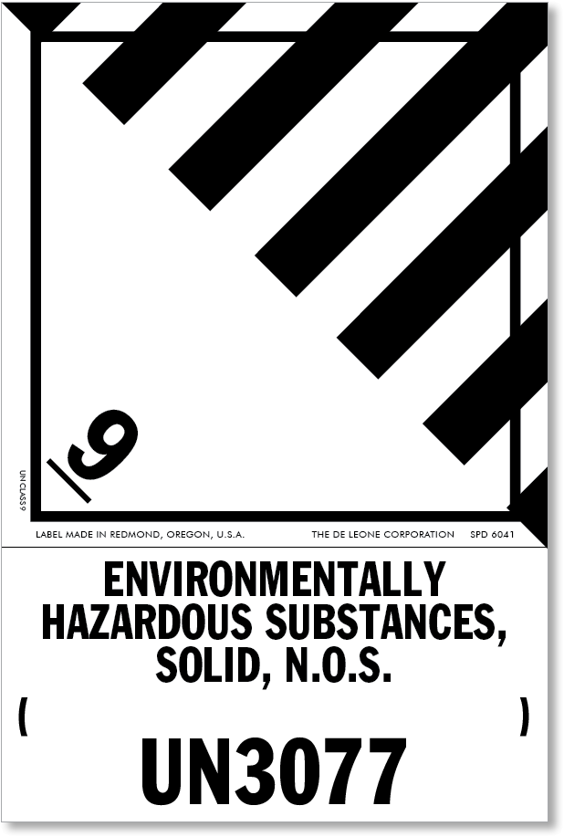 UN 3077 Environmentally Hazardous Substances Label SKU DOT 1051