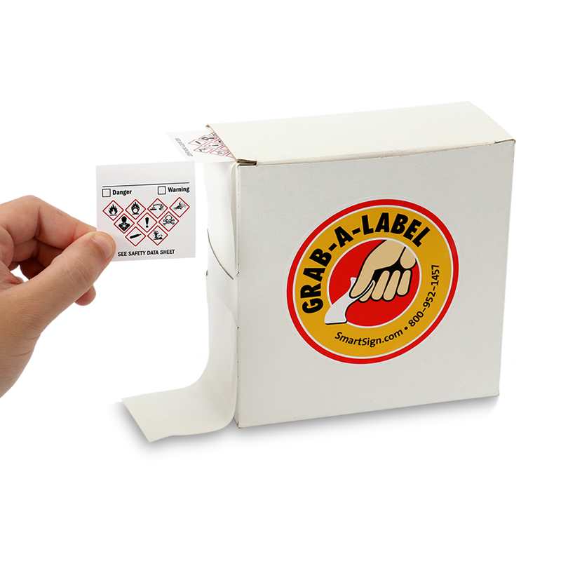 Grab-a-Label Paper See SDS GHS Secondary Label, SKU - LB-2944